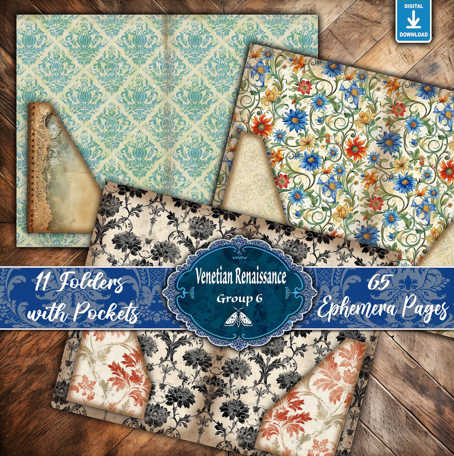 Italian-renaissance-inspired 65 Pages,ephemera,folios With Pockets ...