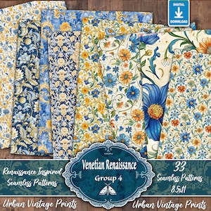 Italian Renaissance-inspired, Printable Pages, Colorful Seamless Junk ...