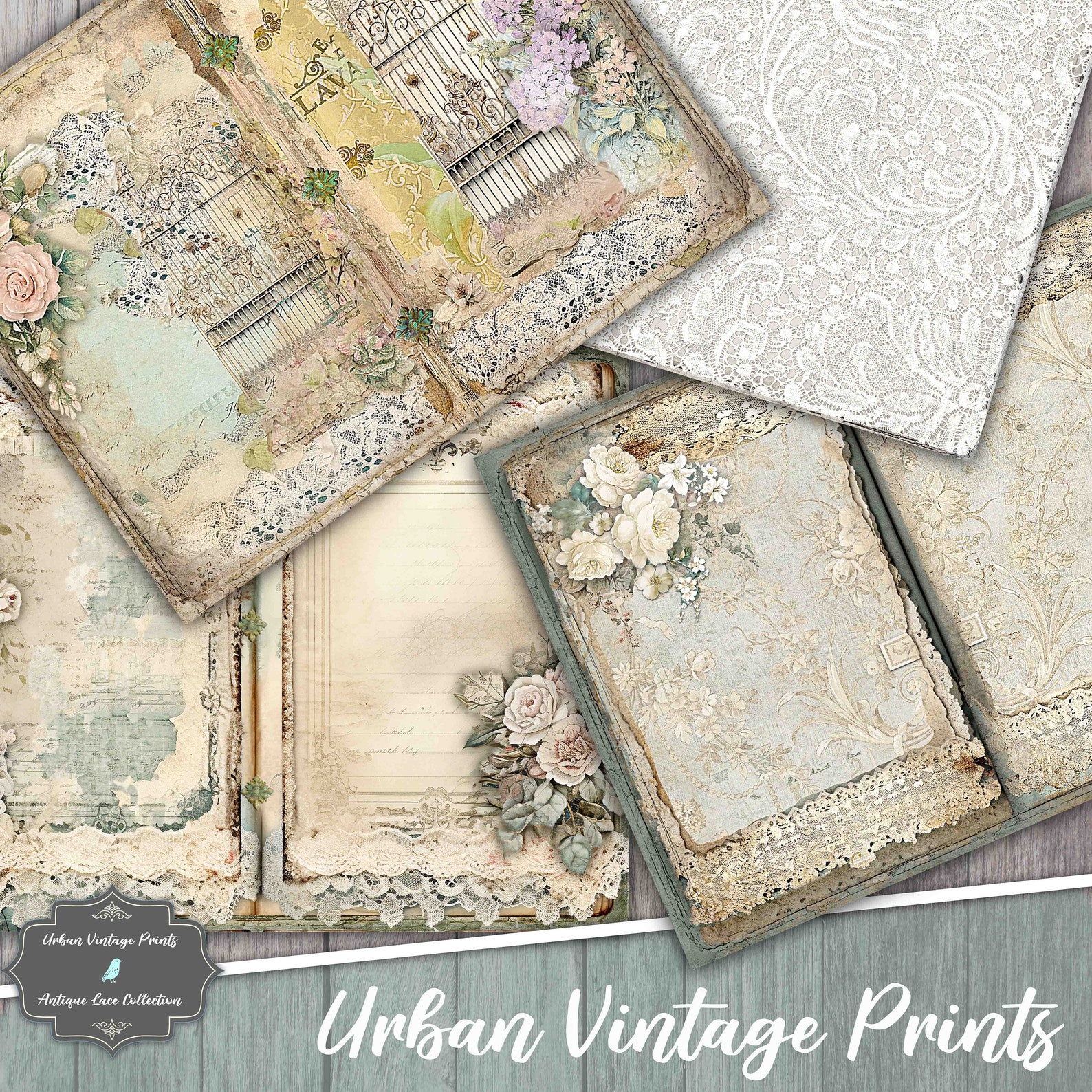 Vintage Lace Paper Pack, Decorative Paper Pack, Printable Paper ...