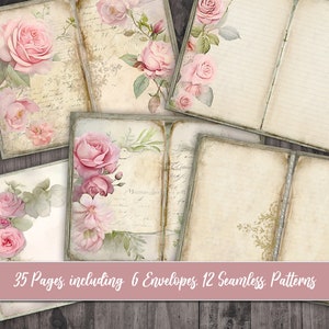 Shabby Roses,vintage Digital Collage,weathered Printable Download ...