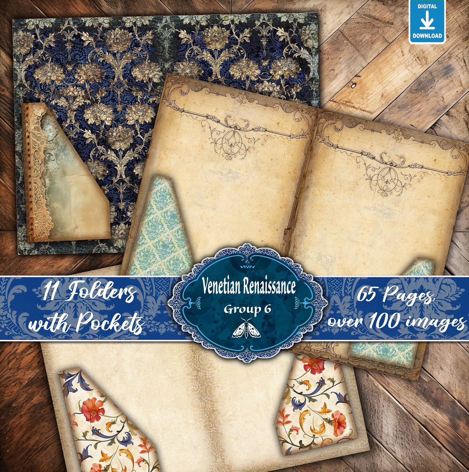 Italian-renaissance-inspired 65 Pages,ephemera,folios With Pockets ...