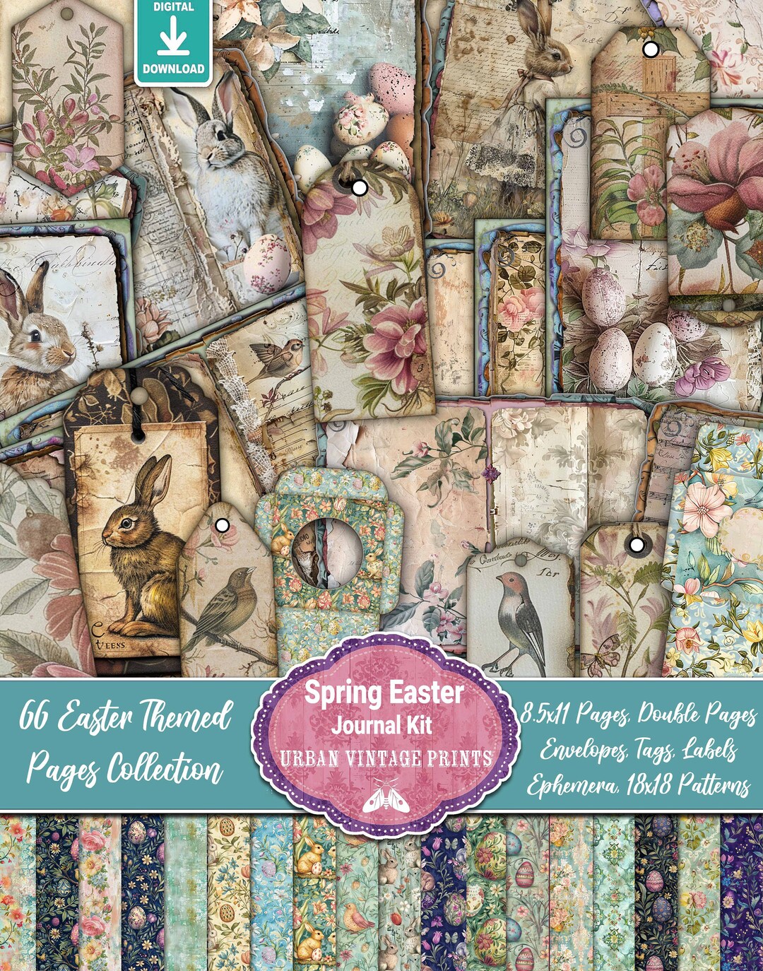 Easter Themed Journal Pages Kit, Digital,printable Download,journal ...