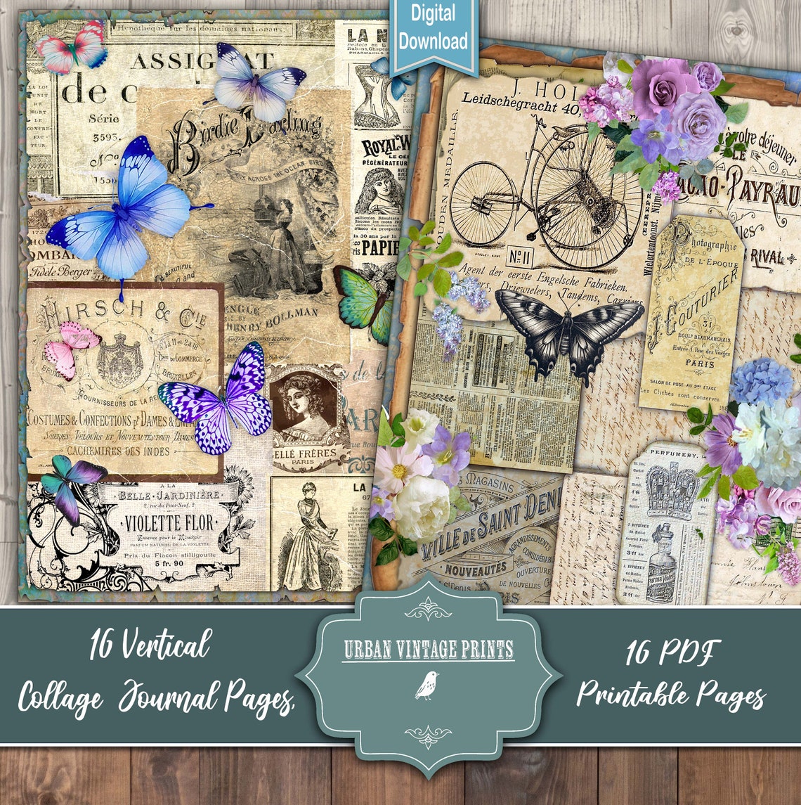 Junk Journal, Vintage Weathered Collage Paper, Master Board, Ephemera ...