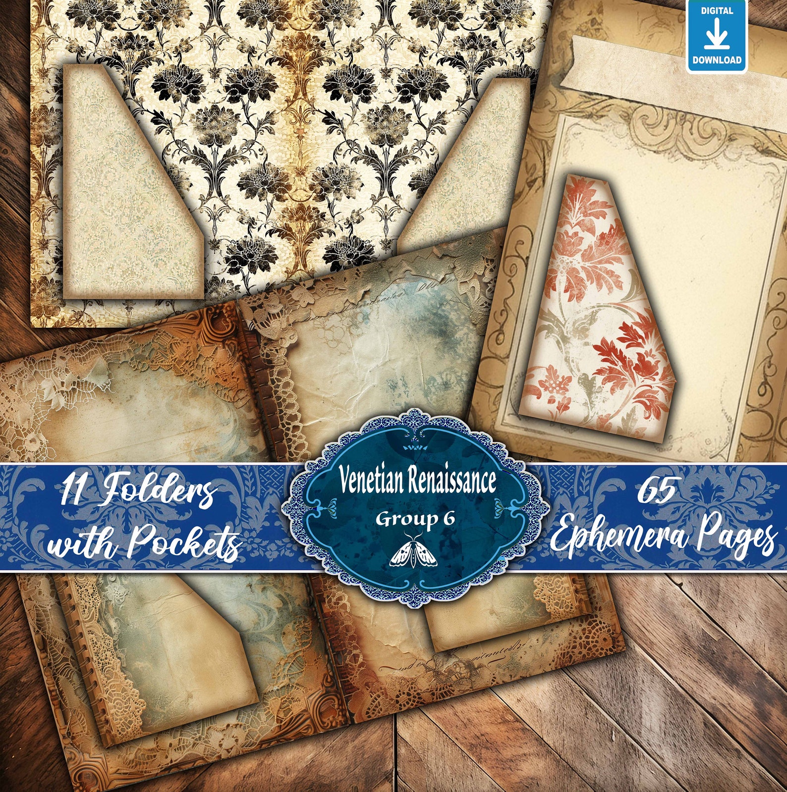 Italian-renaissance-inspired 65 Pages,ephemera,folios With Pockets ...