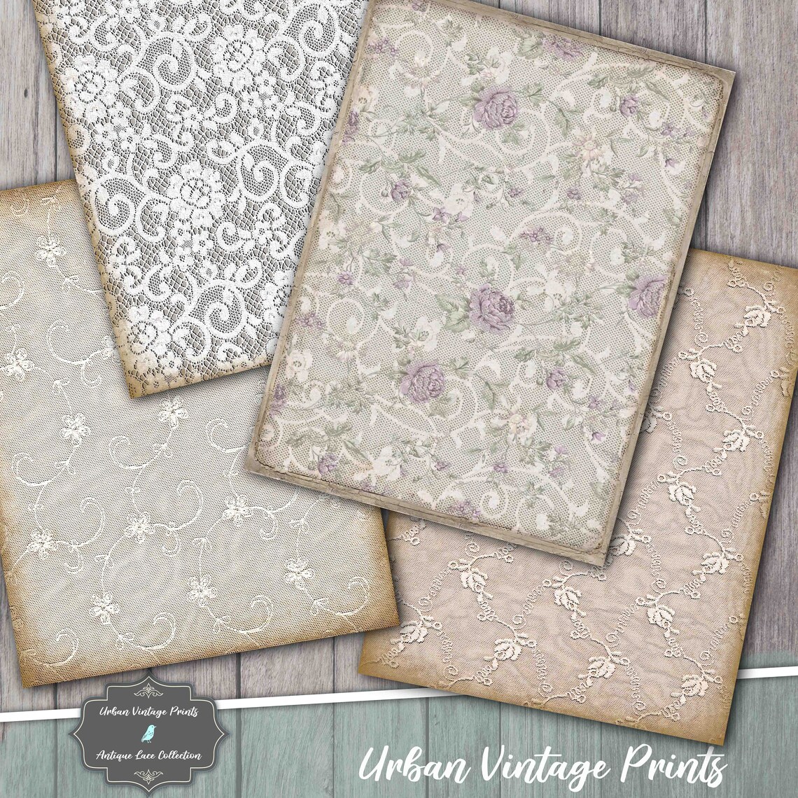 Vintage Lace Paper Pack, Decorative Paper Pack, Printable Paper ...