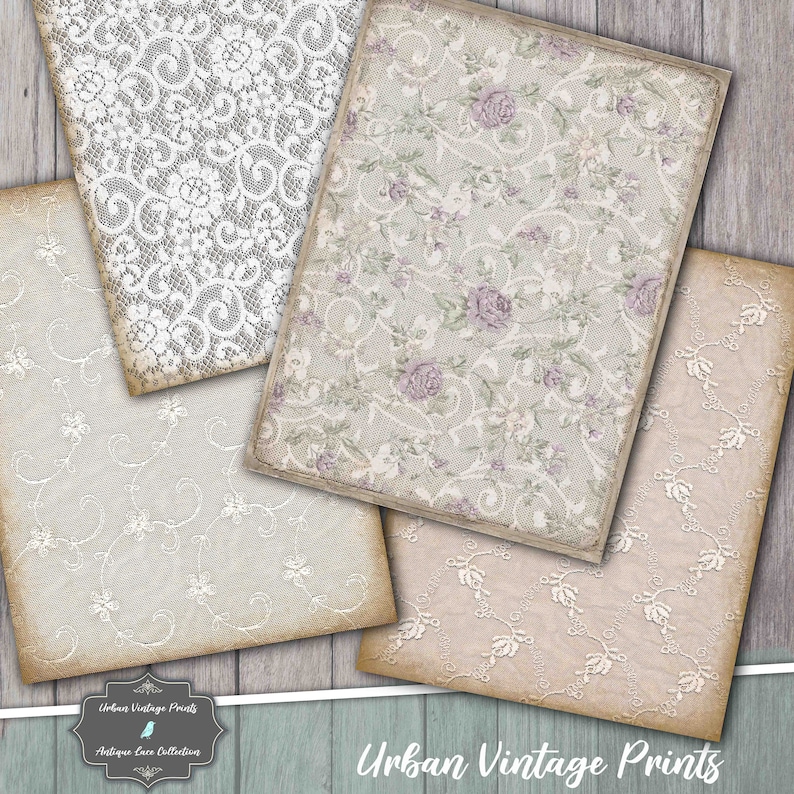 Vintage Lace Paper Pack, Decorative Paper Pack, Printable Paper ...