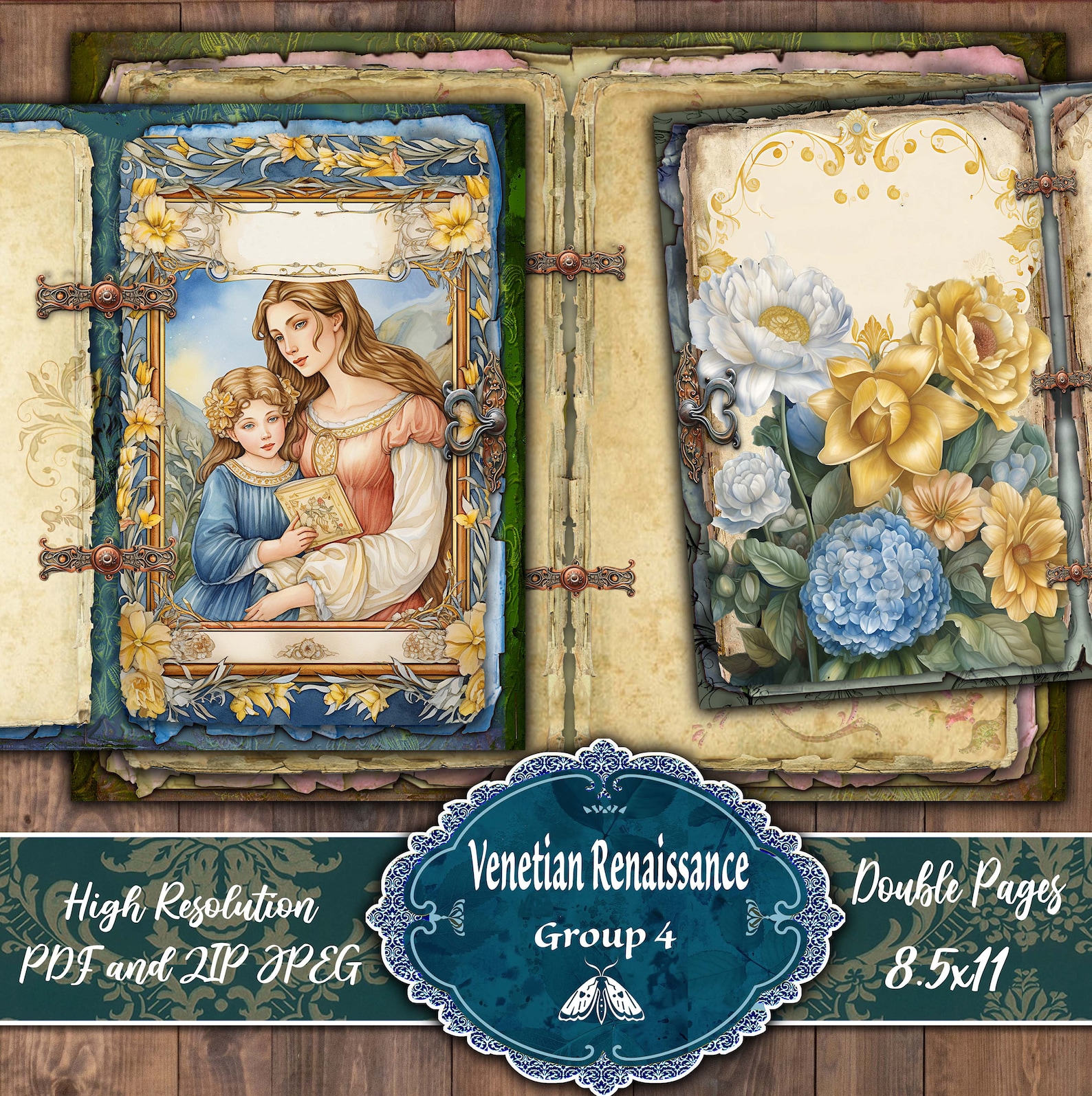 Venetian Renaissance Group4, Digital Collage, Printable Download ...