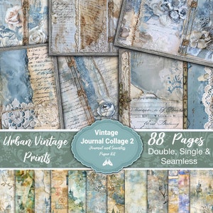 88 Junk Journal & Seamless Papers Shabby Vintage Pages Weathered ...