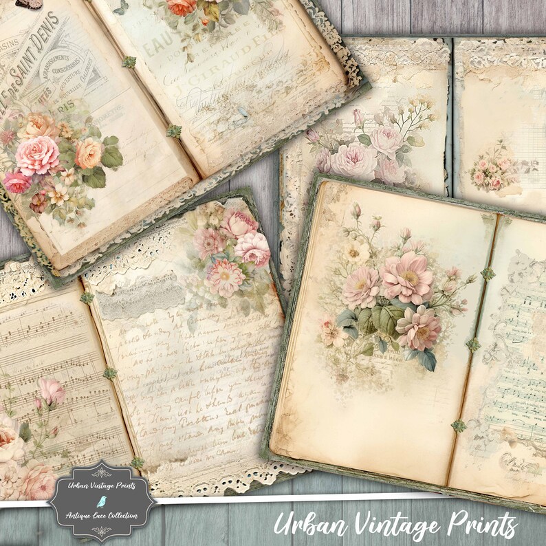 Vintage Lace Paper Pack, Decorative Paper Pack, Printable Paper ...