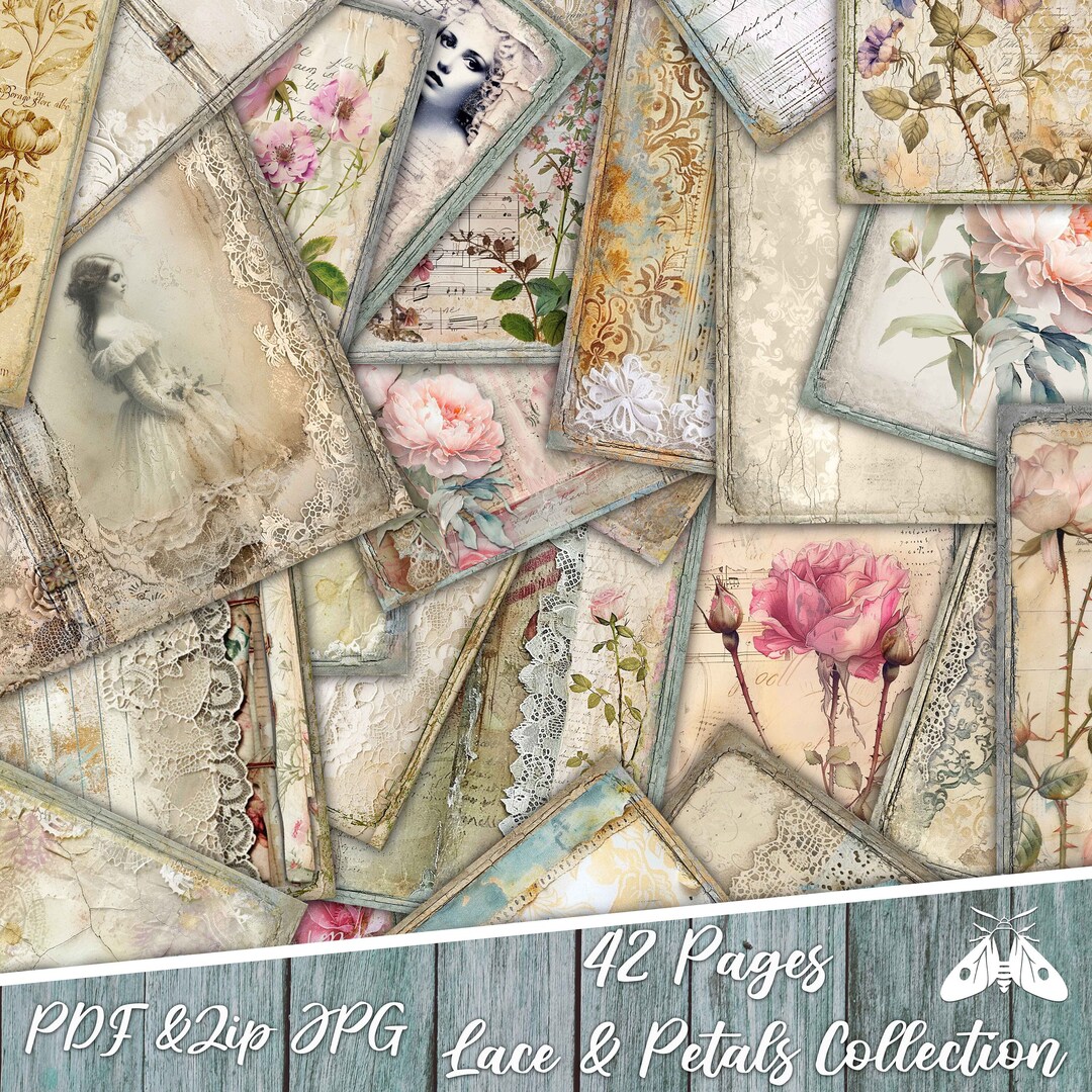 Vintage Lace Paper Pack, Decorative Paper Pack, Printable Paper ...