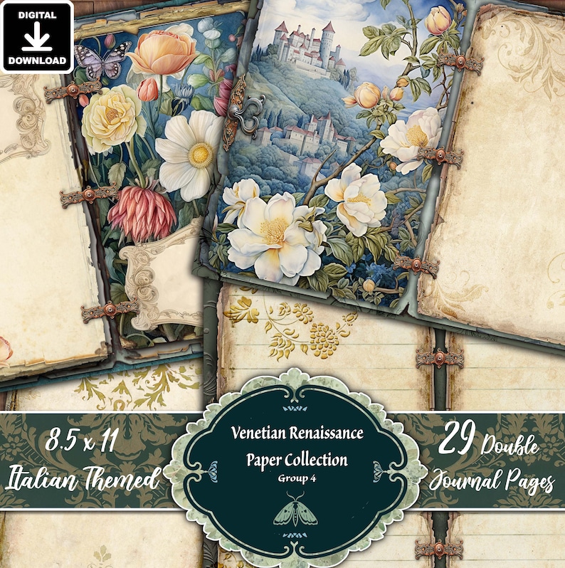 Venetian Renaissance Group4, Digital Collage, Printable Download ...