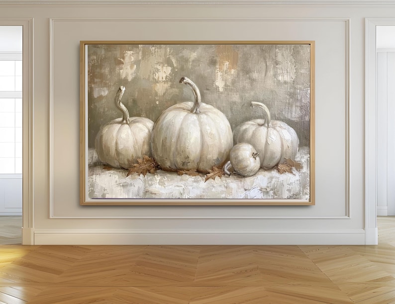 Pumpkins Art Print, Textured Painting, Large Impressionistic Abstract ...