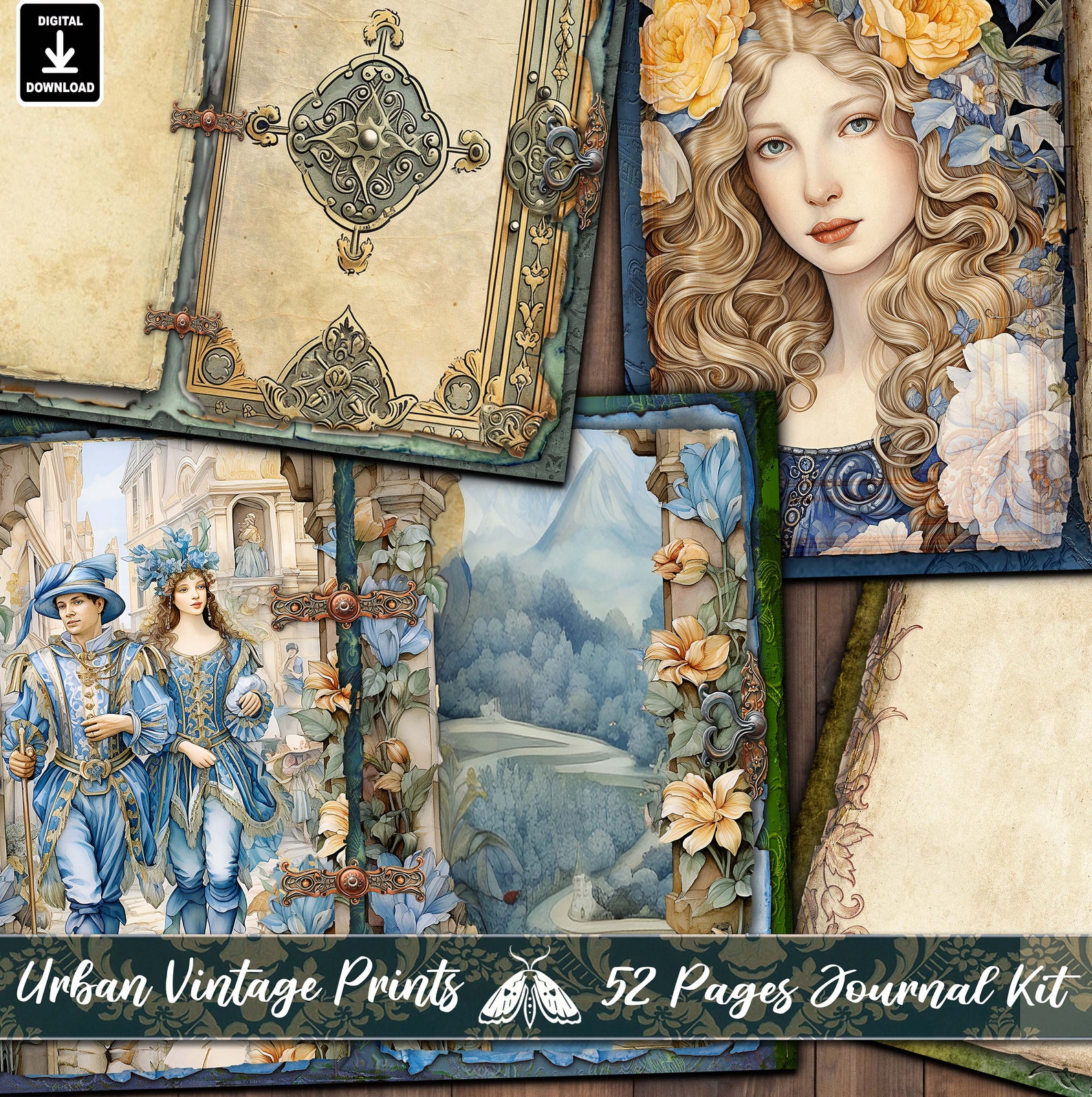 Venetian Renaissance Group4, Digital Collage, Printable Download ...