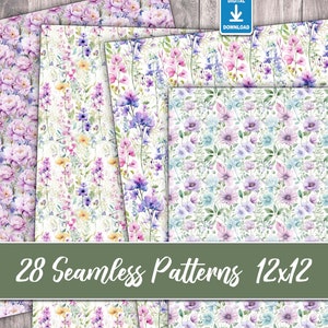 28 Spring Wildflowers Digital Seamless Paper, Floral Pages Pack,journal ...