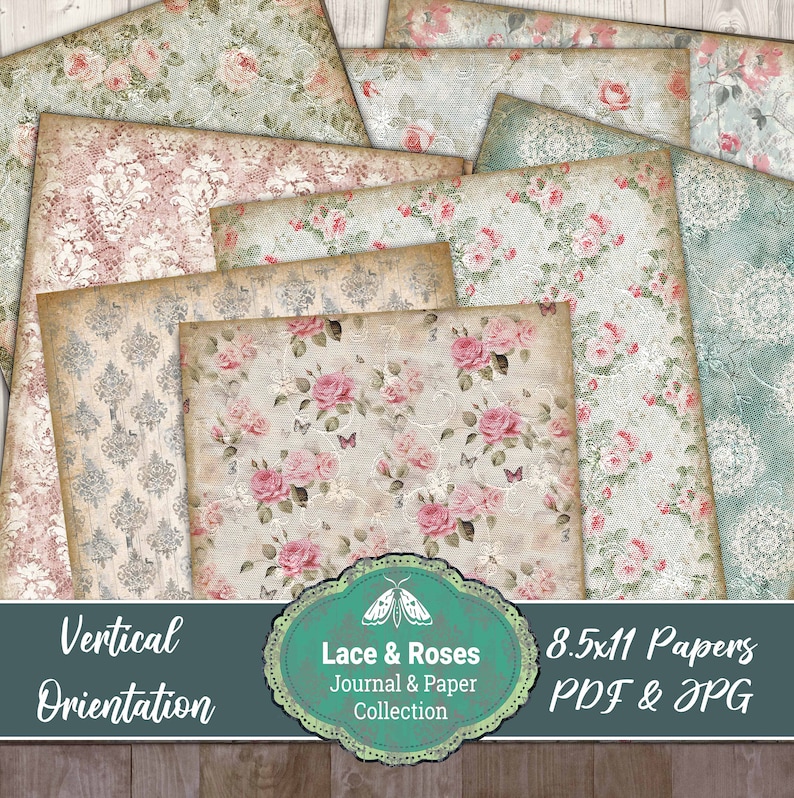 Vintage Lace & Roses Decorative Craft Collection,printable Pages ...