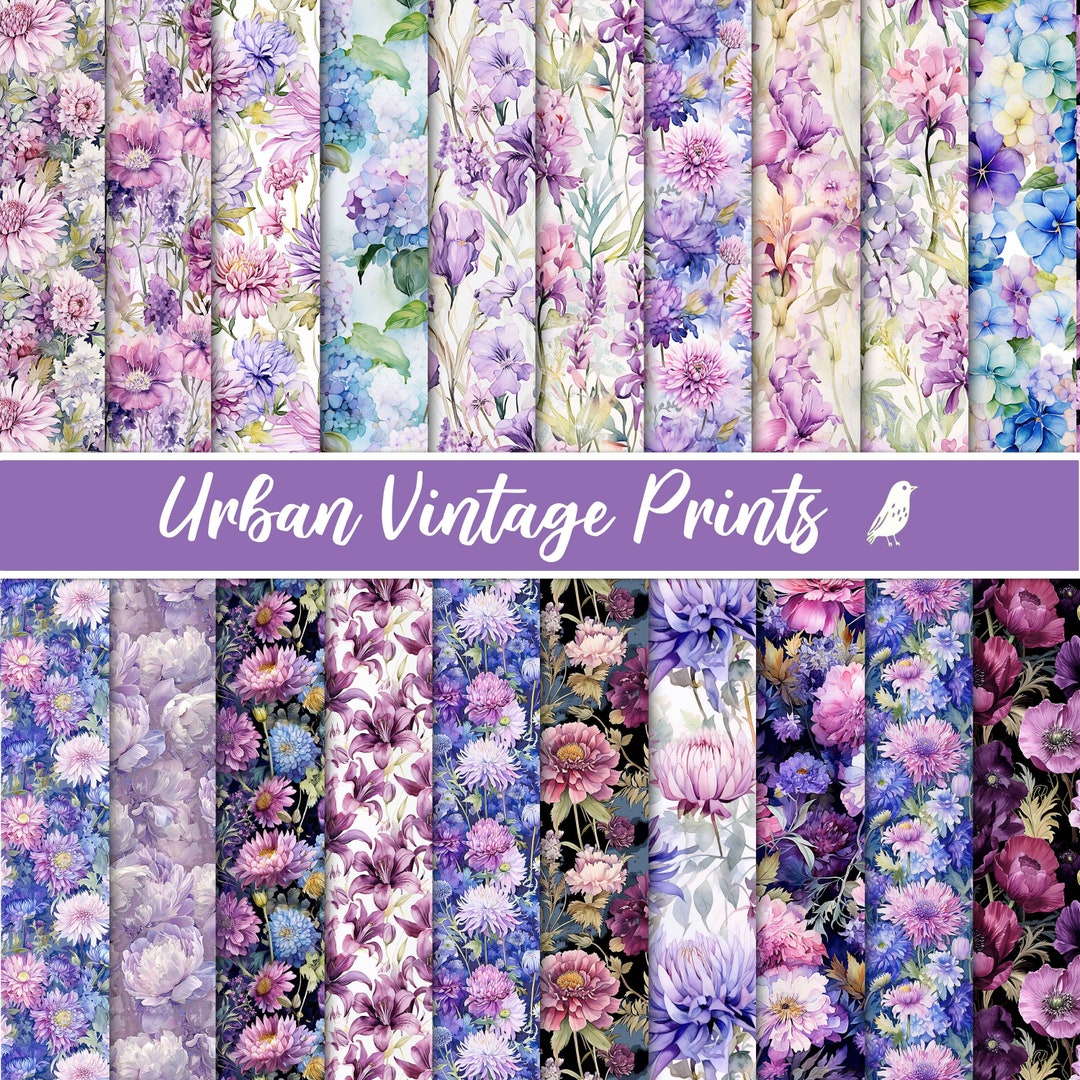 Seamless Purple Blue Mauve Pink Digital Papers, Seamless Printable ...