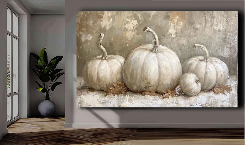 Pumpkins Art Print, Textured Painting, Large Impressionistic Abstract ...