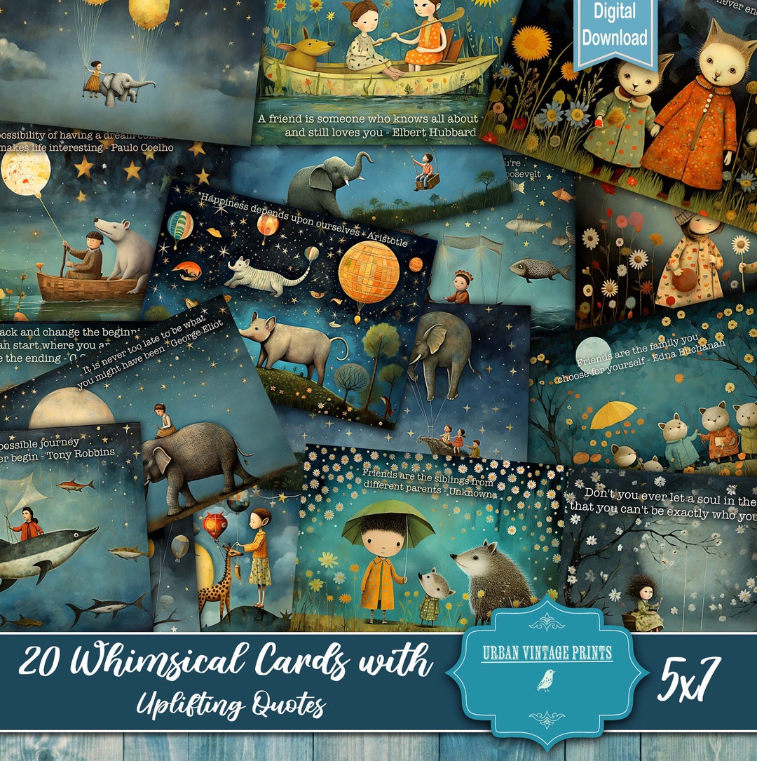 Whimsical Greeting Cards Uplifting Hopeful Quotes Joyful Digital ...