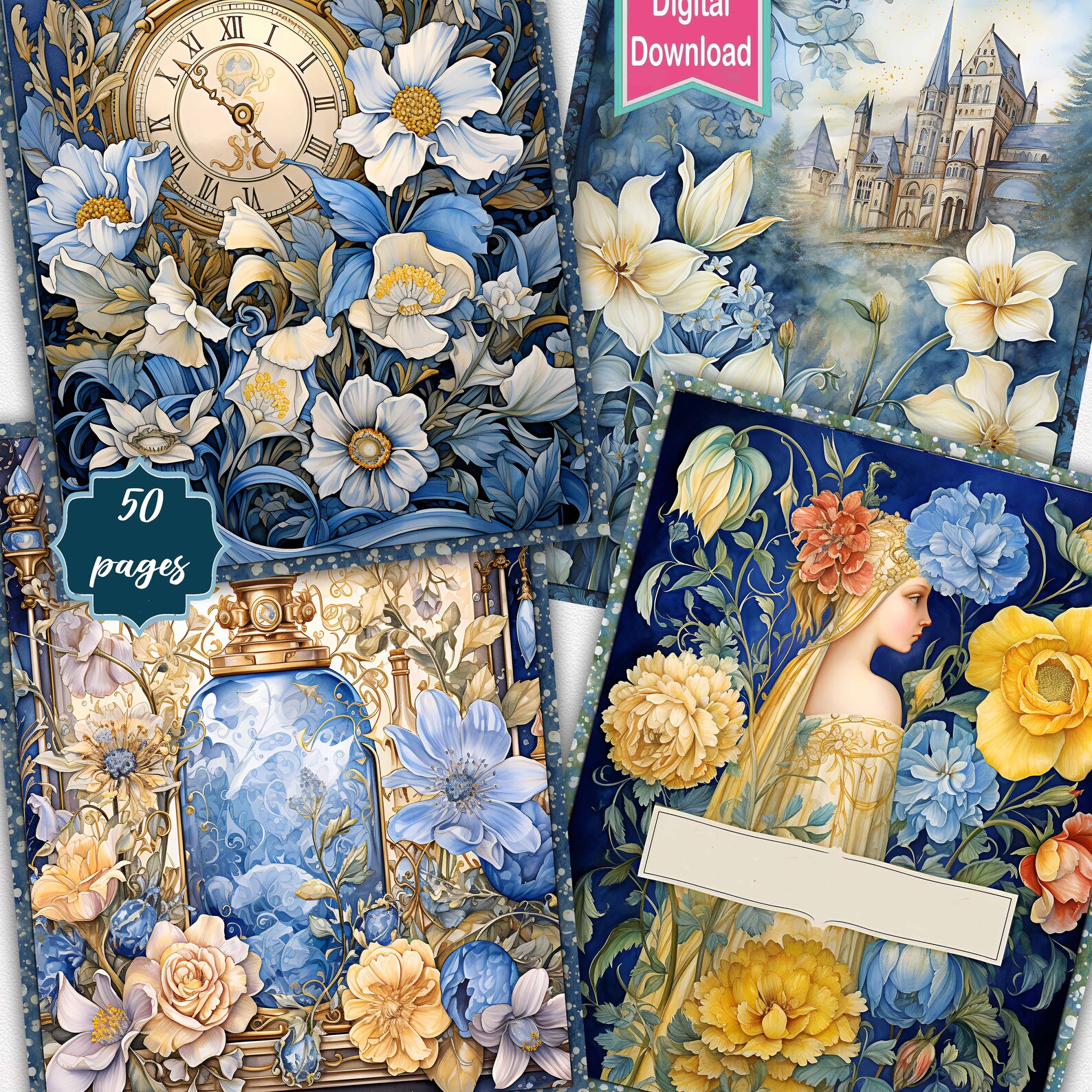 Venetian Renaissance Group2, Digital Collage, Printable Download ...
