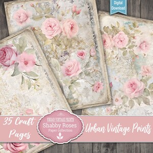 Shabby Roses,vintage Digital Collage,weathered Printable Download ...