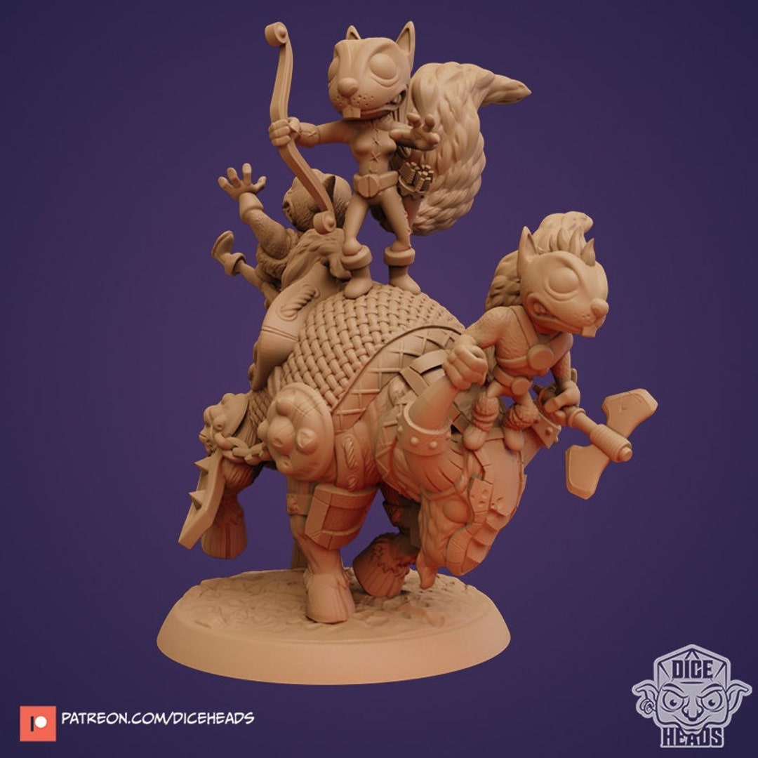 Mounted Squirrel Barbarians • Dice Heads • Dnd • Zoontalis • 3D Resin ...