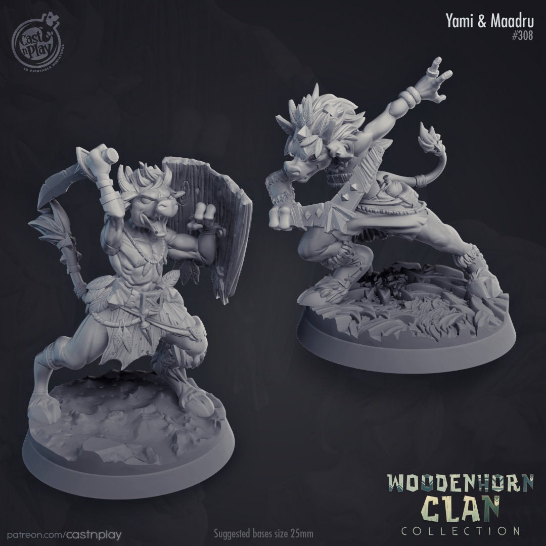 Yami and Maadru Minotaurs Cast N Play Dnd 3D Resin Printed RPG ...
