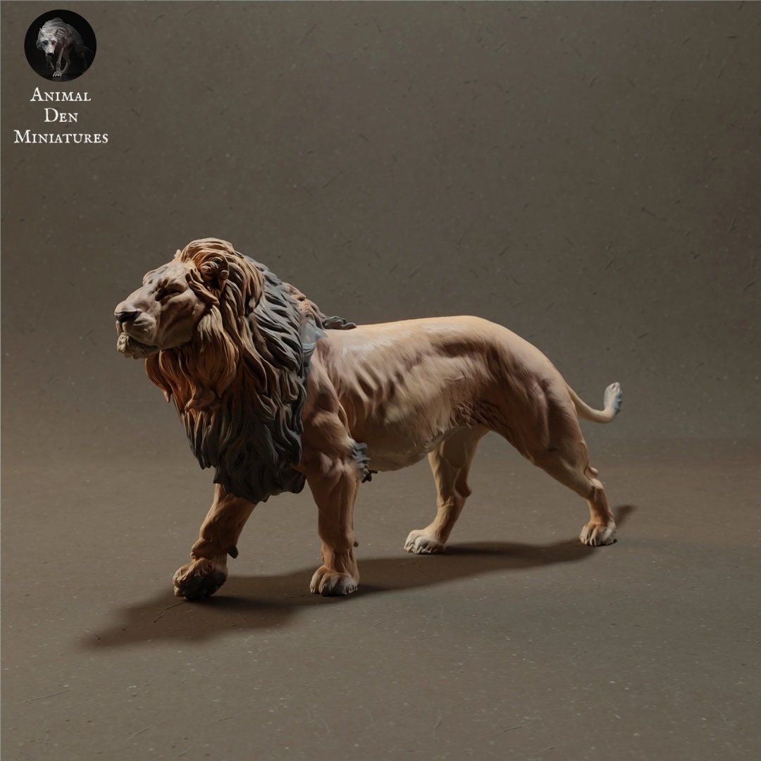 Lion Walk • Unpainted • Animal Den Miniatures • Dnd • 3D Resin Printed ...