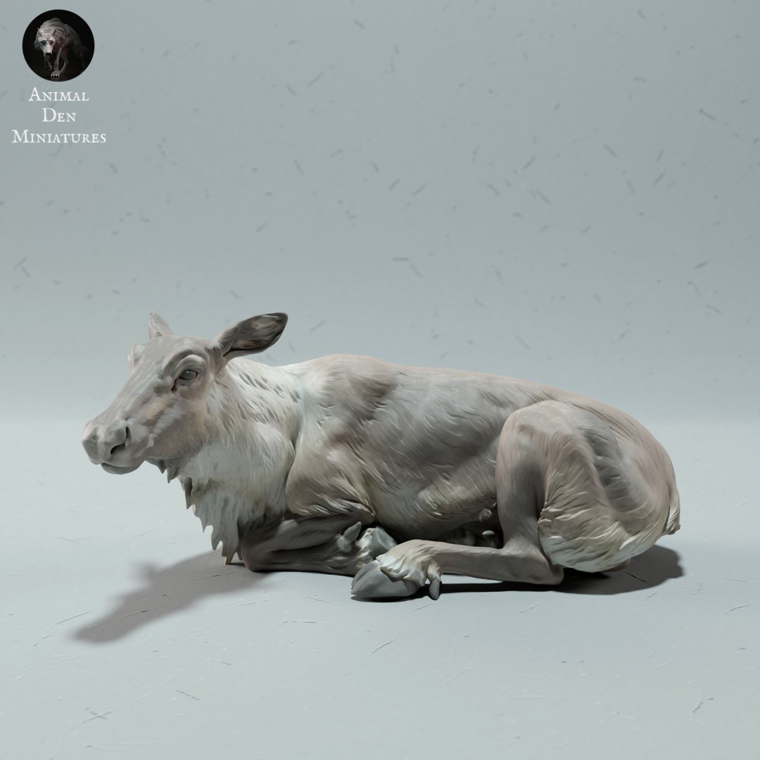 Reindeer Resting Unpainted Animal Den Miniatures Dnd 3D Resin Printed ...