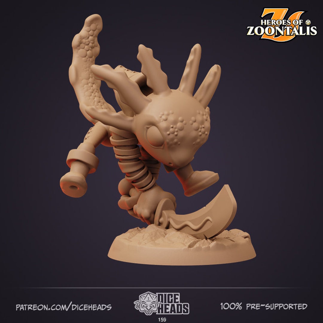 Axolotl Fighter • Dice Heads • Dnd • Zoontalis • 3D Resin Printed • RPG ...