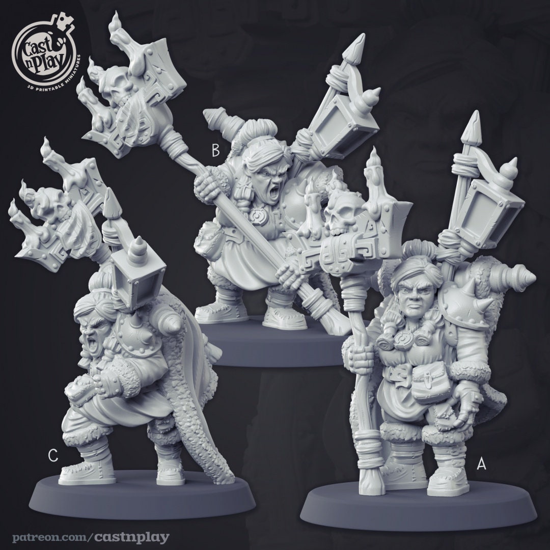 Dwarf Warlock Cast N Play Dnd 3D Resin Printed RPG Pathfinder Miniature ...