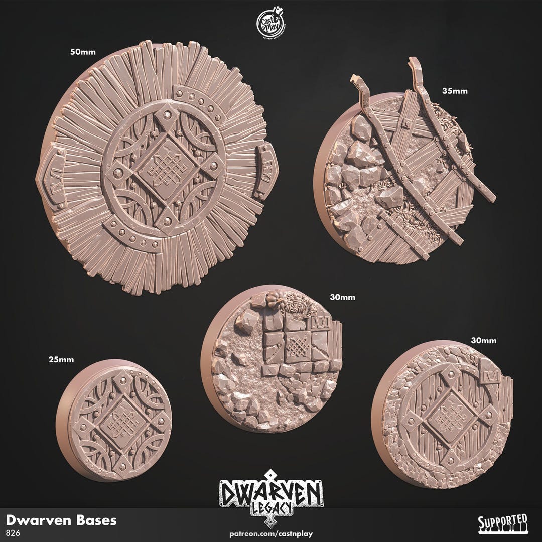 Dwarven Bases • Cast N Play • Dnd • 3D Resin Printed • RPG • Pathfinder ...