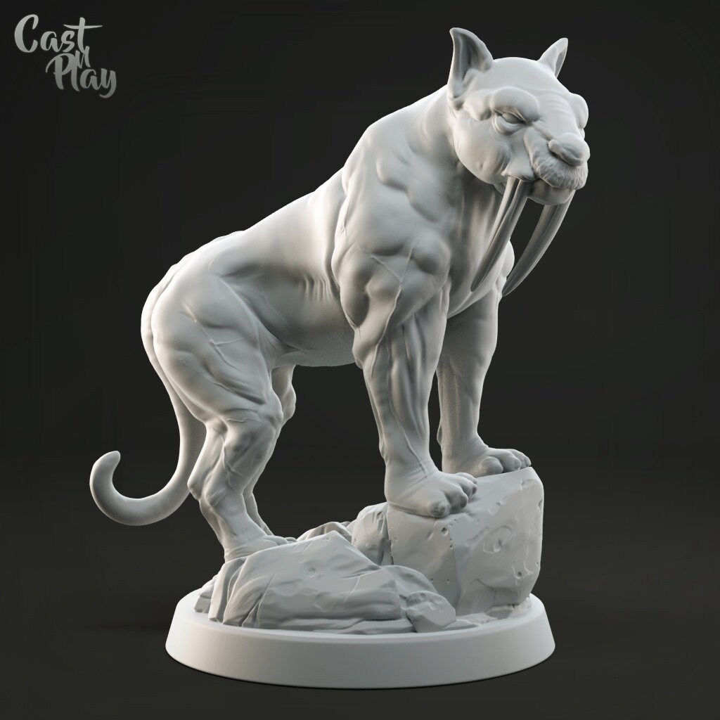 Sabertooth Tiger Cast N Play Dnd 3D Resin Printed RPG - Etsy