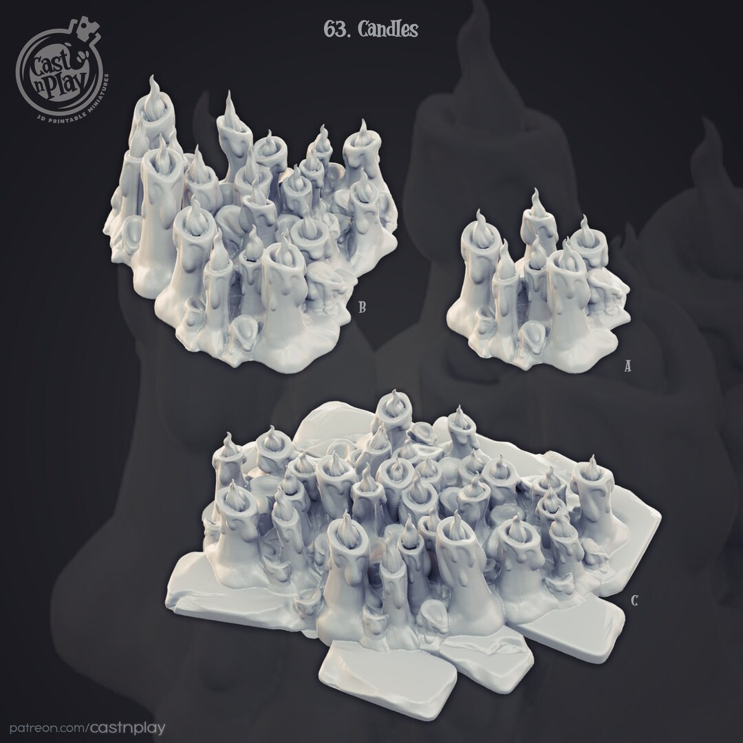 5pc Candle Set • Cast N Play • Dnd • 3D Resin Printed • RPG ...