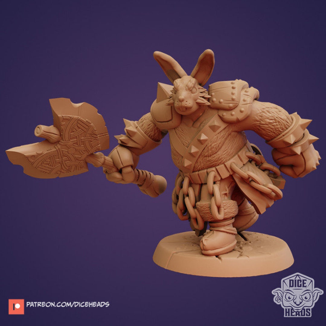 Rabbit Barbarian • Dice Heads • Dnd • Zoontalis • 3D Resin Printed ...