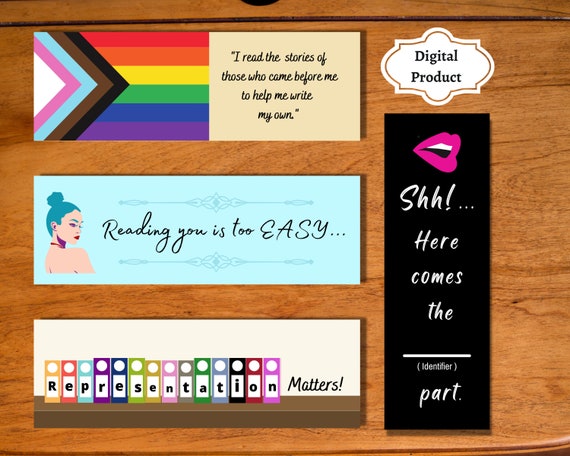 Printable Bookmark Set of 4 LGBTQ Printable Bookmark Bundle | Etsy