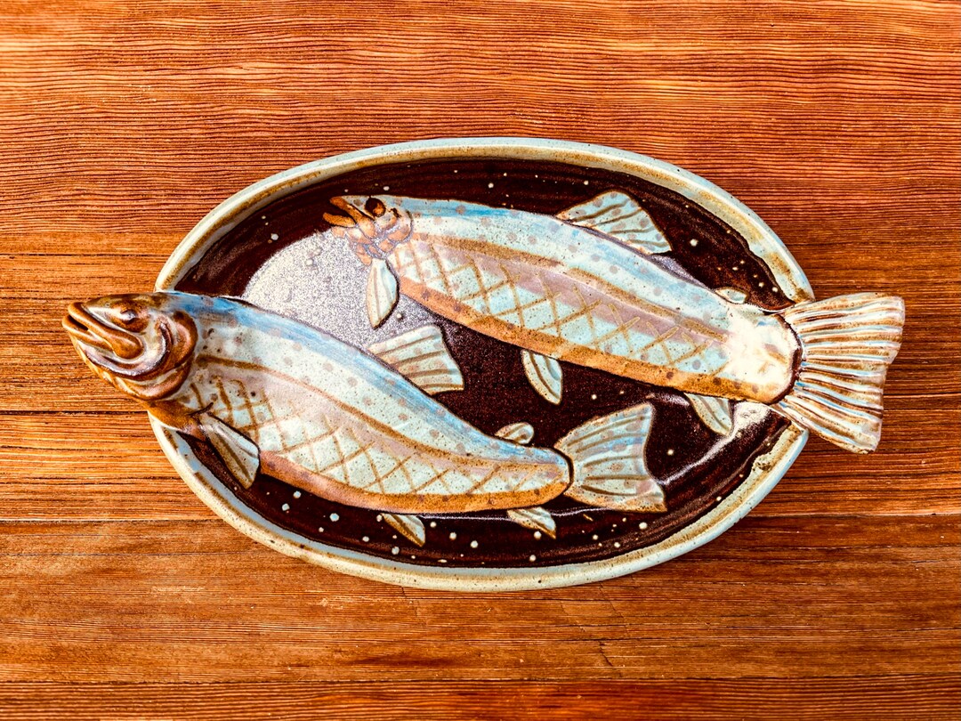 Handmade Oval Fish Platter With Hand-sculpted Fish Head and - Etsy
