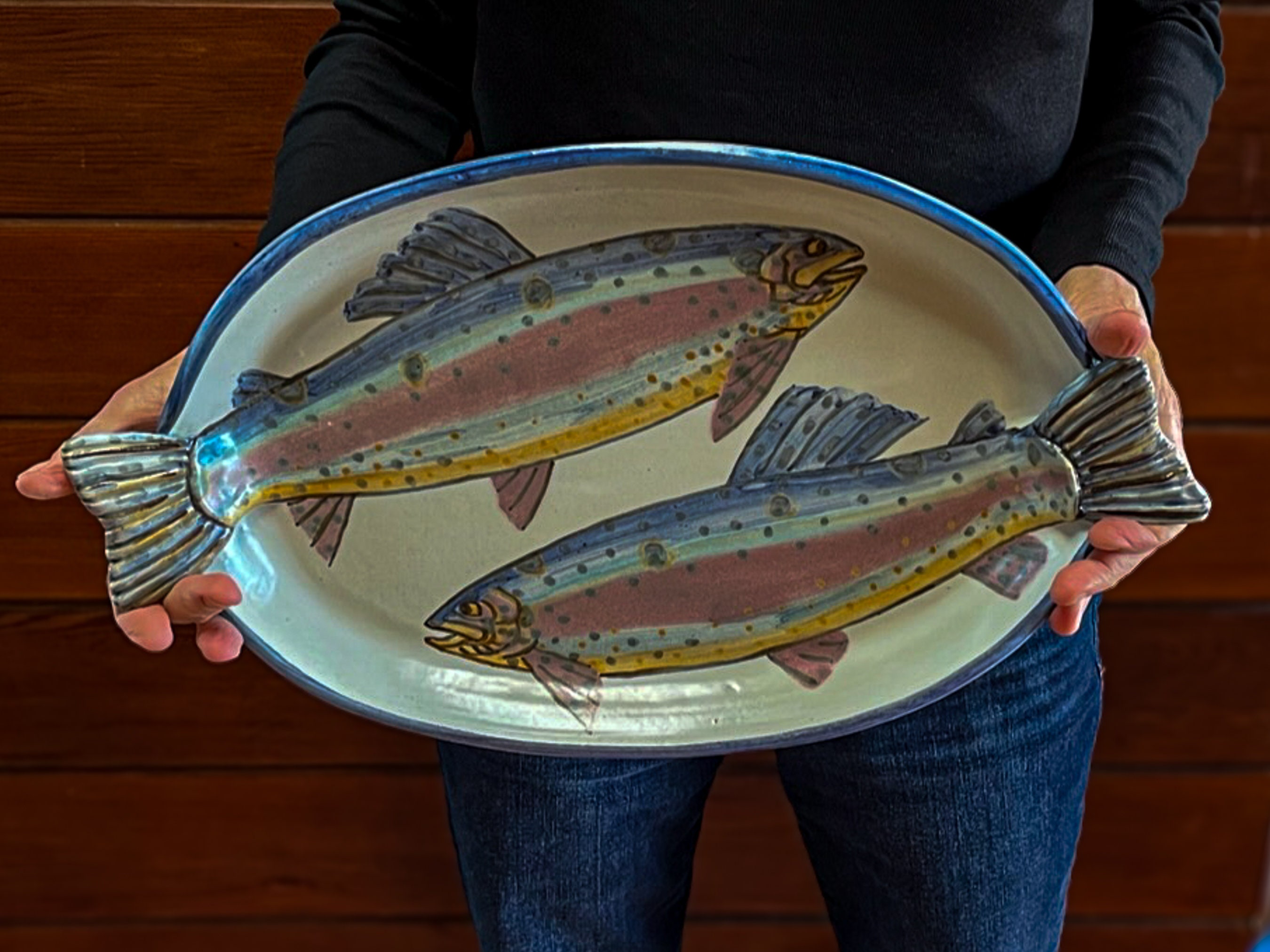 Handmade Oval Fish Platter With Hand-sculpted Fish Tails 18l - Etsy