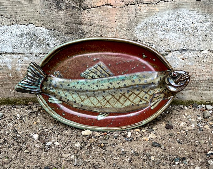 Handmade Oval Fish Platter With Hand-sculpted Fish Head and - Etsy