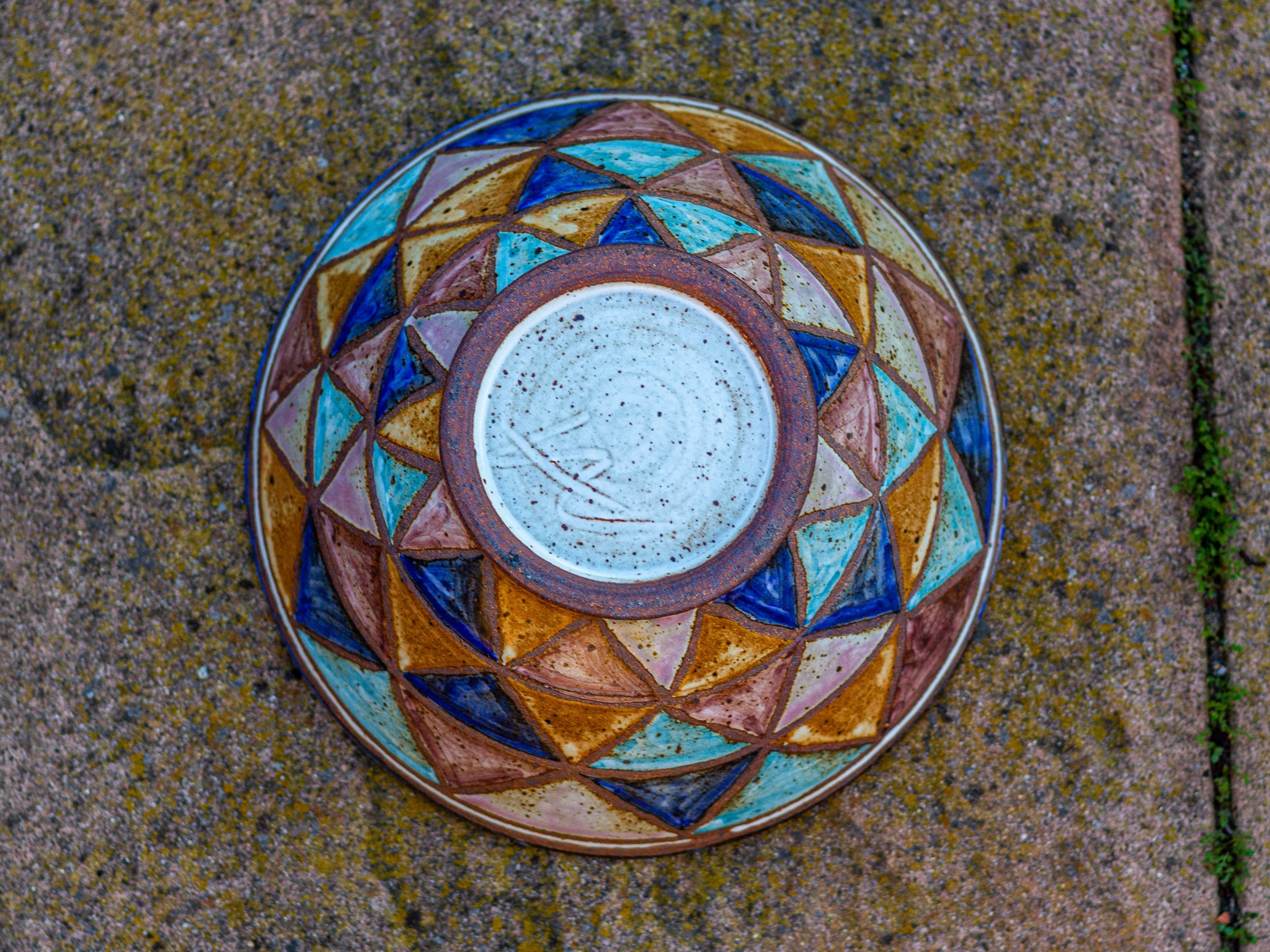 Handmade Ceramic Bowl With Geometric Pattern 9in Diameter - Etsy