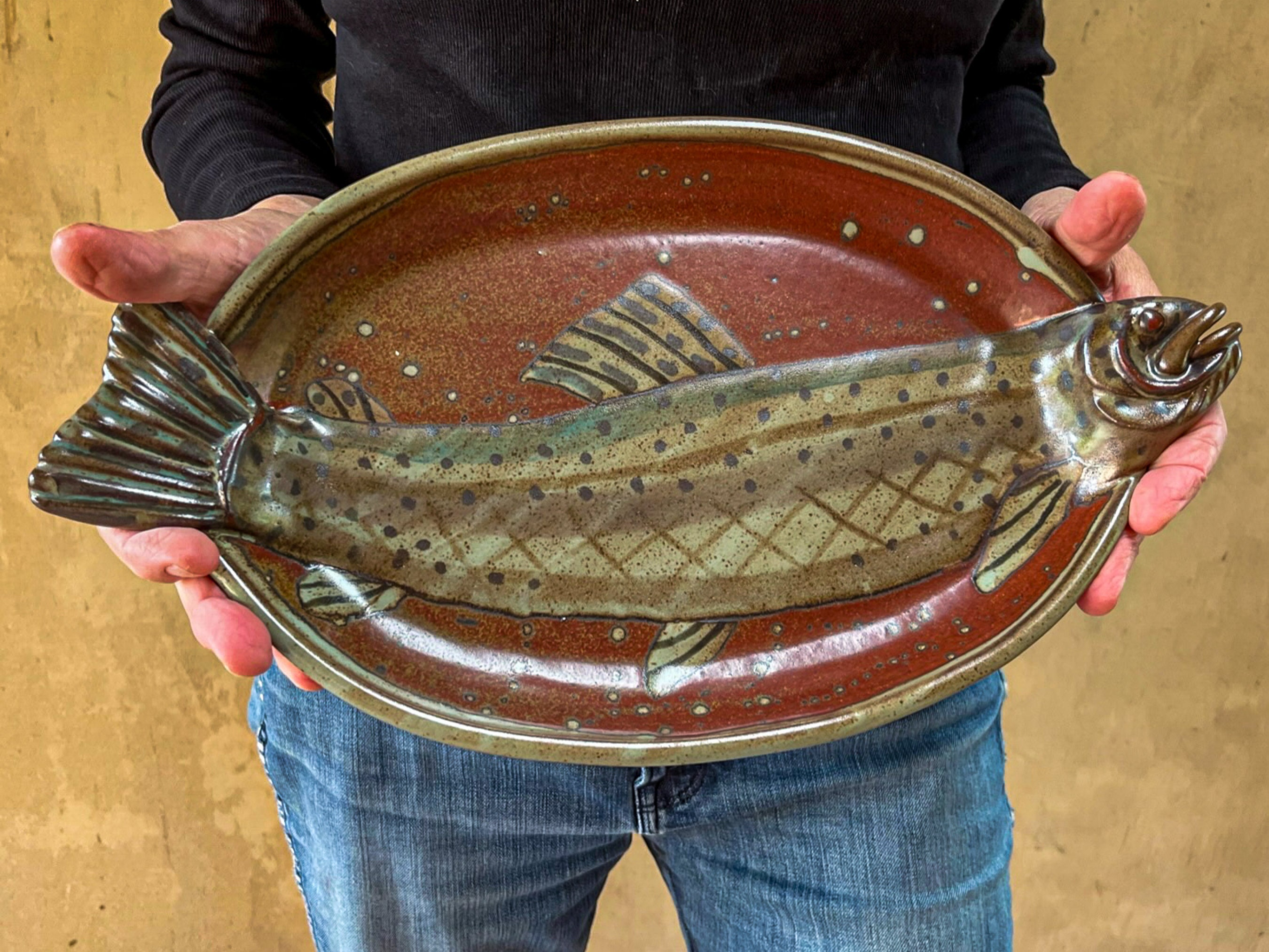 Handmade Oval Fish Platter With Hand-sculpted Fish Head and Tail 15l - Etsy