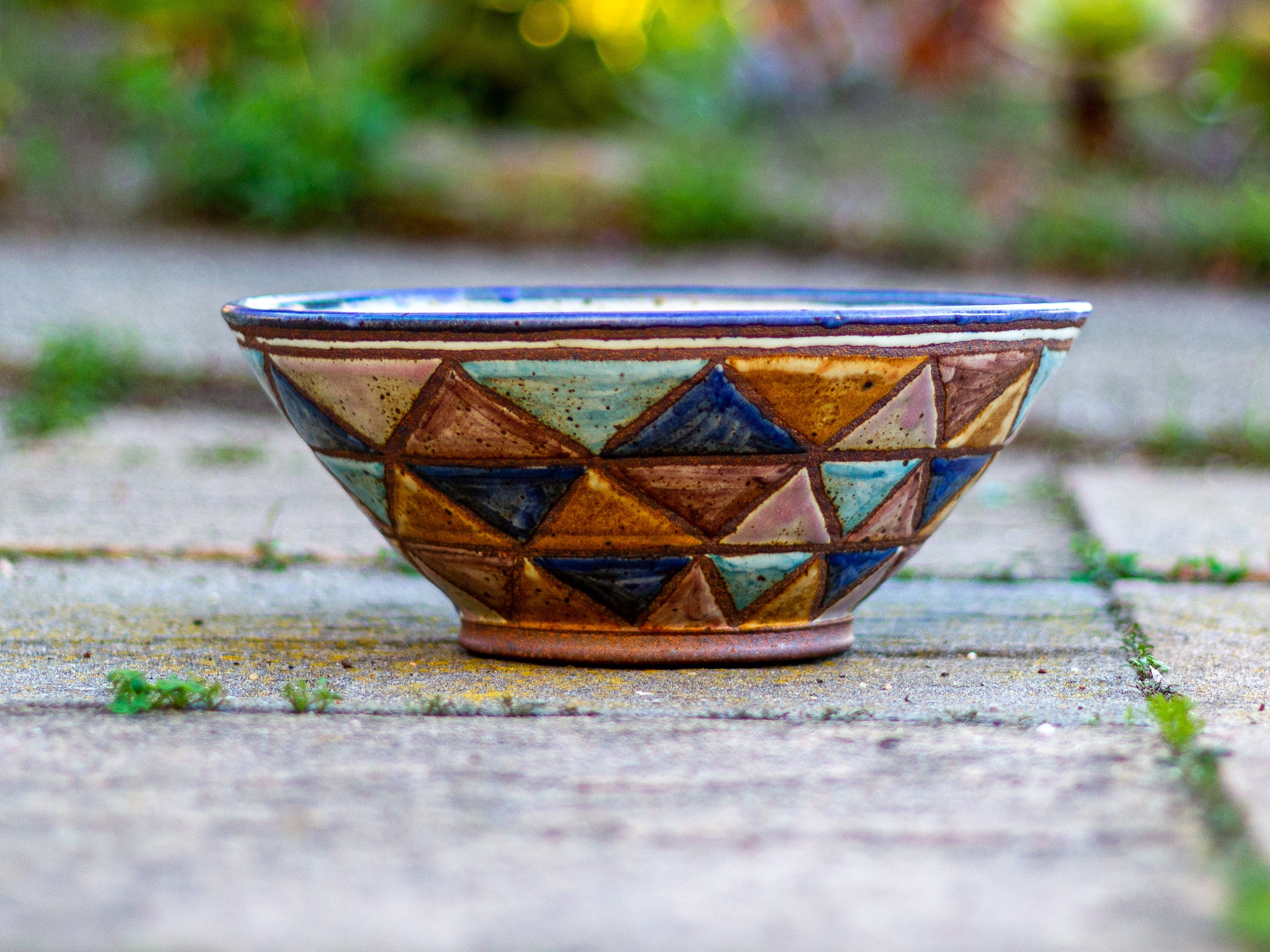Handmade Ceramic Bowl With Geometric Pattern 9in Diameter Soup Bowl ...