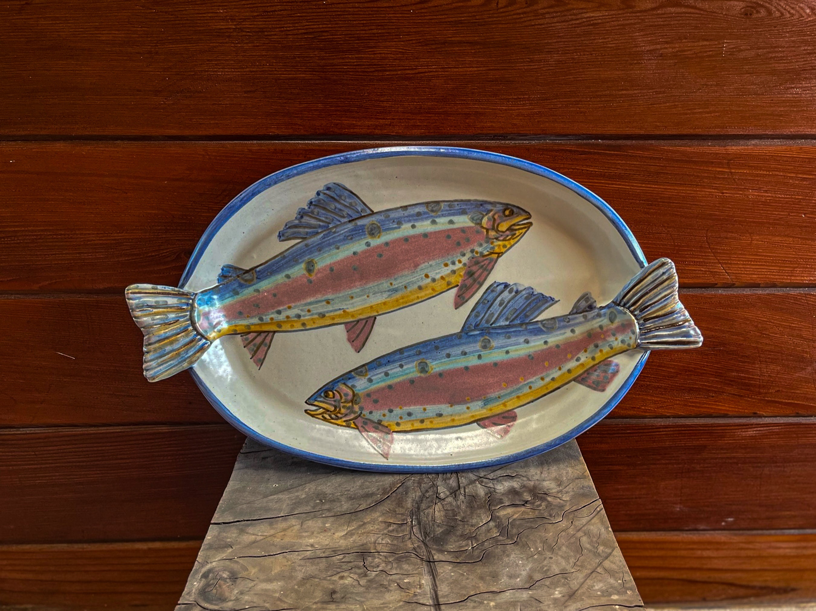 Handmade Oval Fish Platter With Hand-sculpted Fish Tails 18l - Etsy