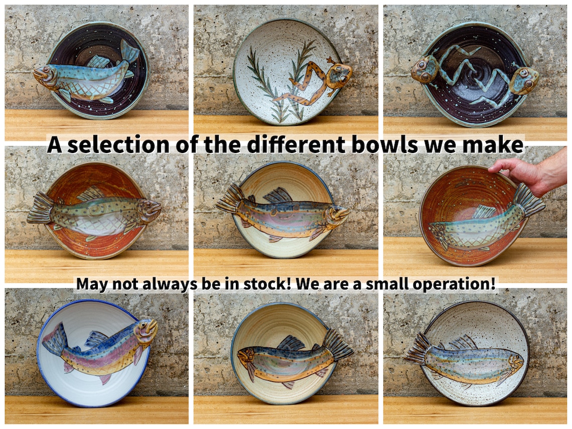 Handmade Ceramic Bowl With Sculpted Fish Head 9in Diameter Soup Bowl ...