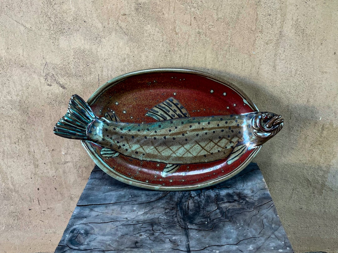 Handmade Oval Fish Platter With Hand-sculpted Fish Head and Tail 15l - Etsy