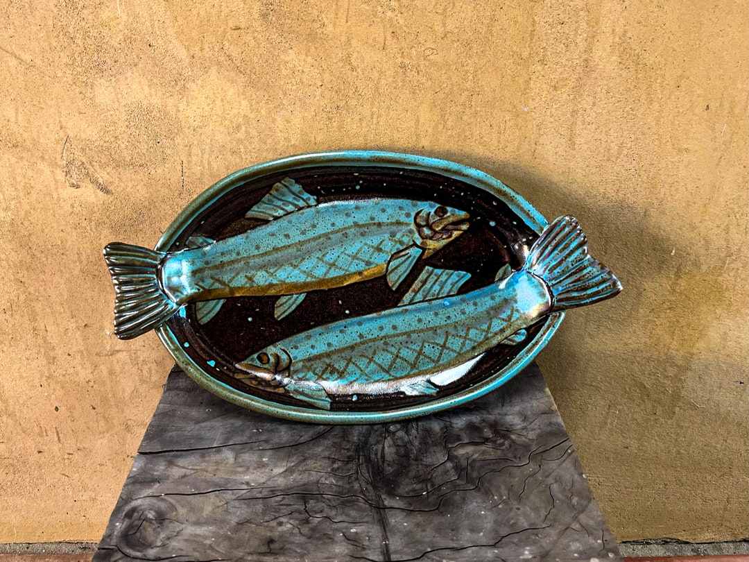 Handmade Oval Fish Platter With Hand-sculpted Fish Head and Tail 15l - Etsy