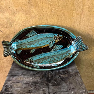 Handmade Oval Fish Platter With Hand-sculpted Fish Head and Tail 15l - Etsy