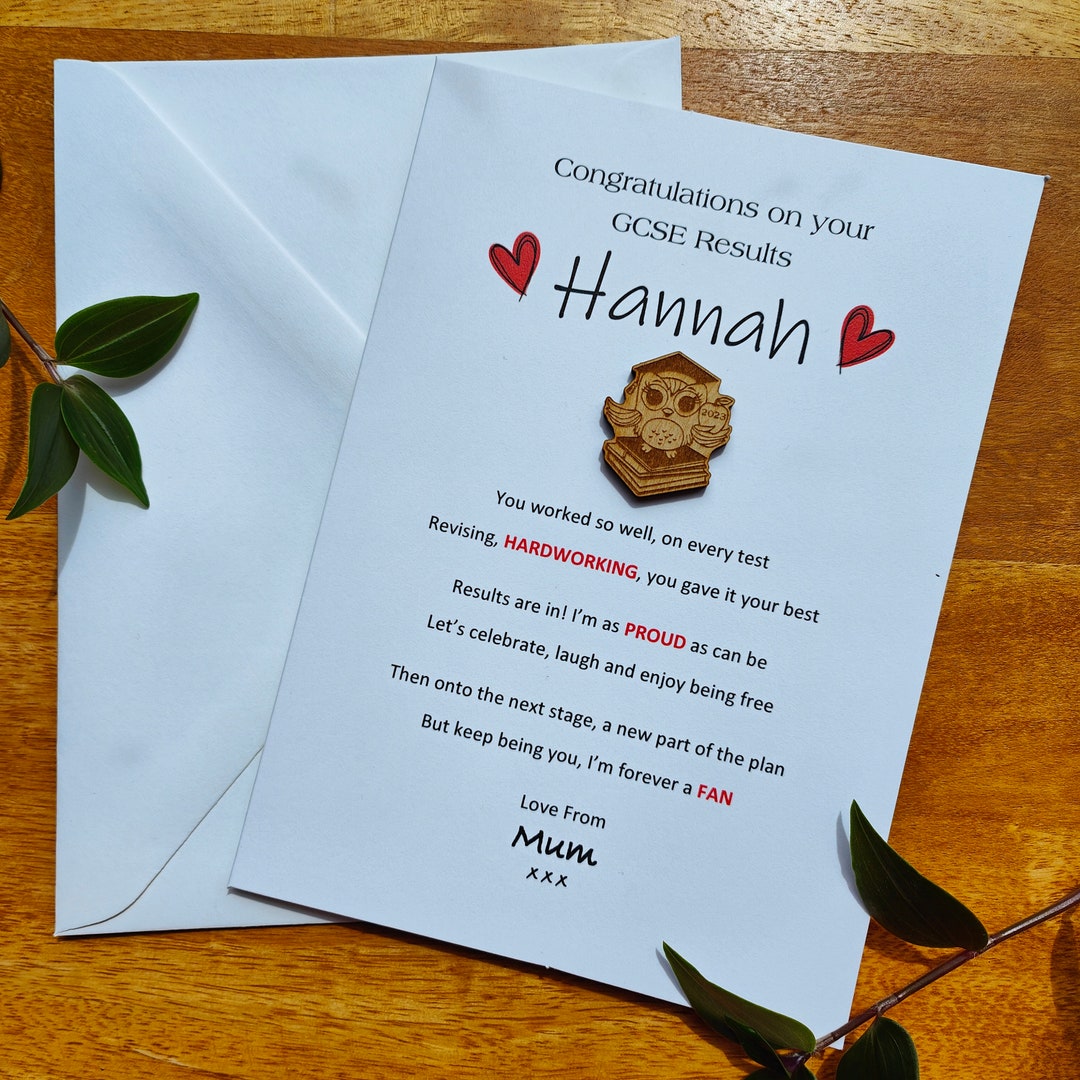 Personalised Congratulations on Your GCSE Results Poem Gift Card With ...