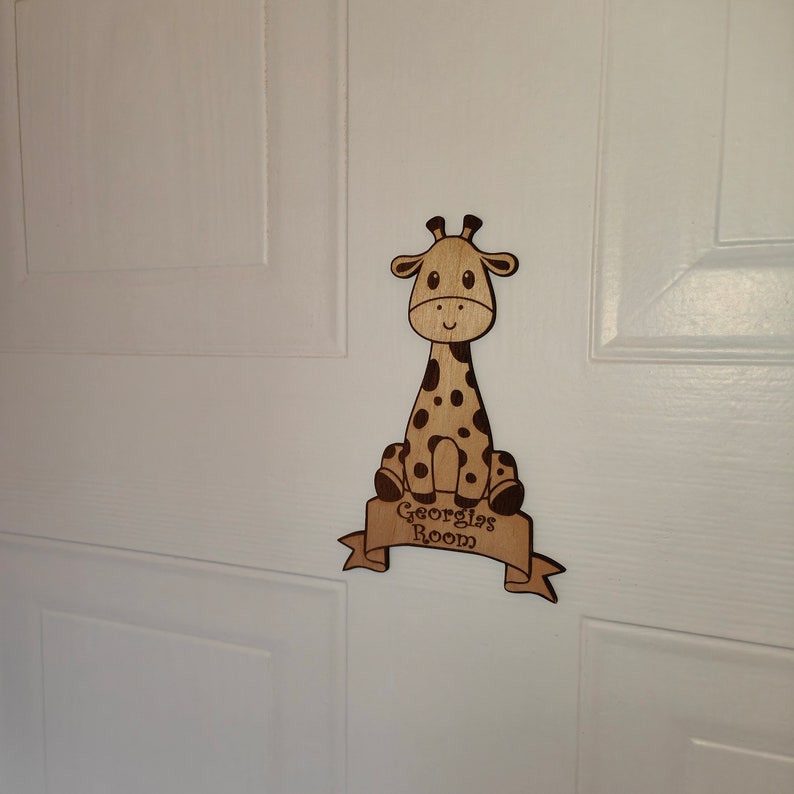 Personalised Giraffe Door Sign: Engraved Wood Nursery Decor - Etsy