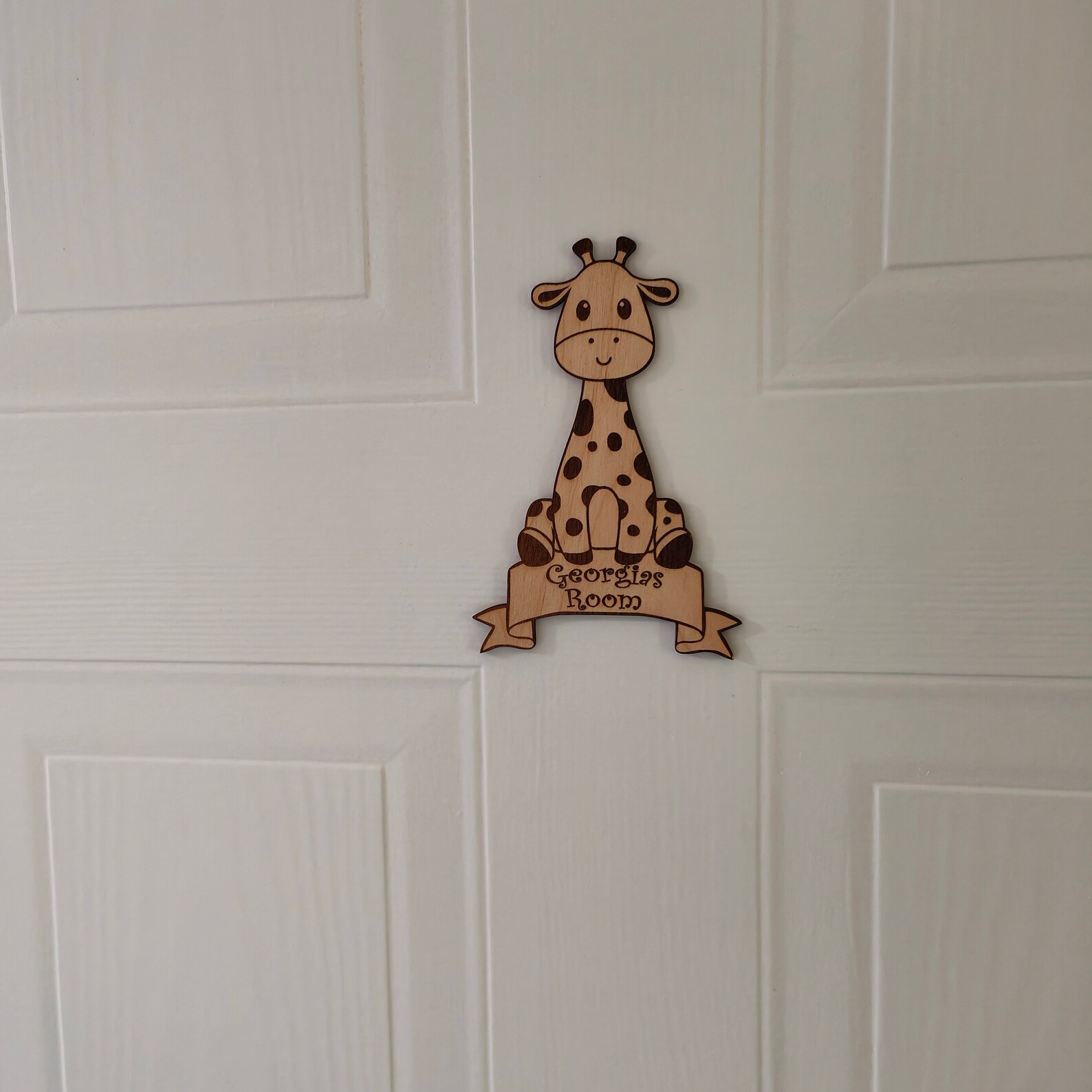 Personalised Giraffe Door Sign: Engraved Wood Nursery Decor - Etsy