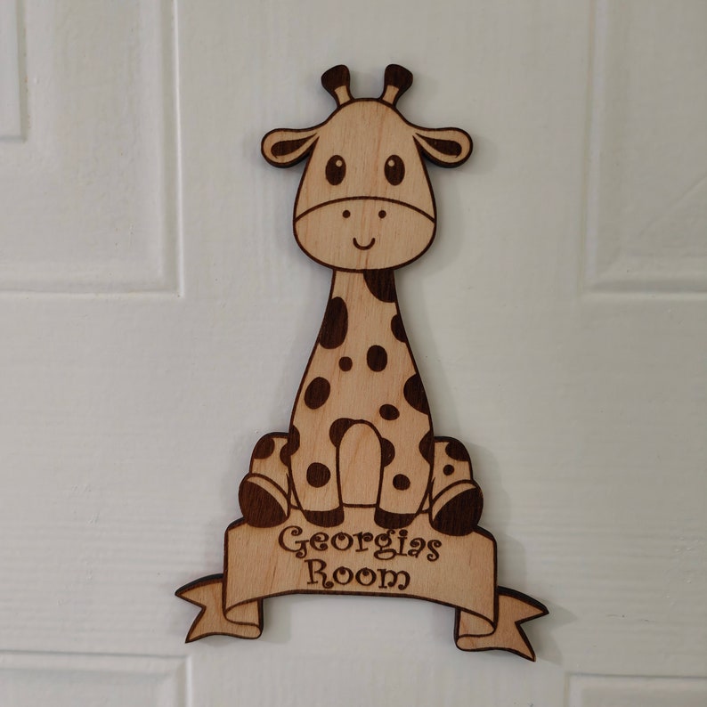 Personalised Giraffe Door Sign: Engraved Wood Nursery Decor - Etsy